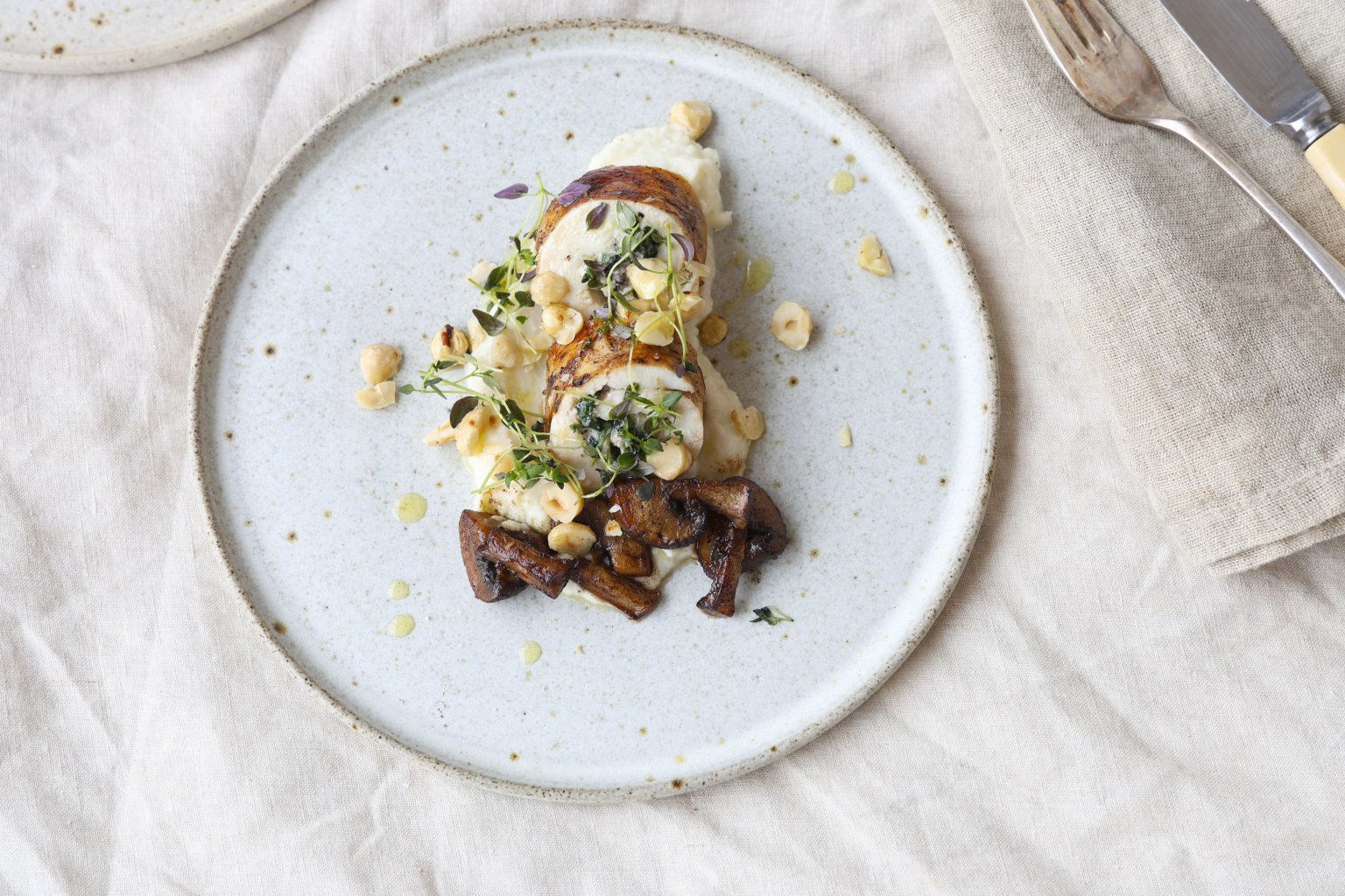 Opskrift på Ballotine med svampe og spinat fra Hopballe Mølle